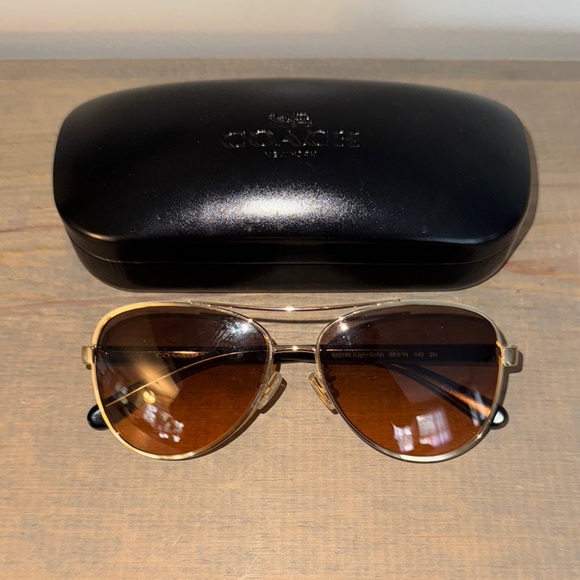 Coach | Accessories | Coach Gold Frame Sunglasses With Brown Lenses ...